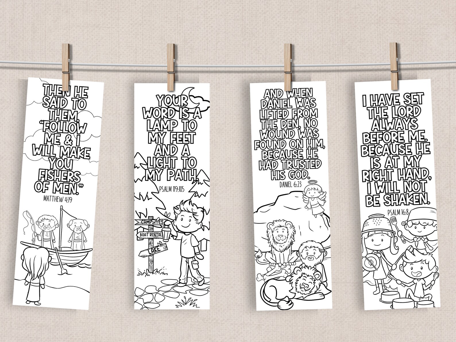 Bible Verse Coloring Bookmarks for Kids | Set of 8 | Instant Download ...