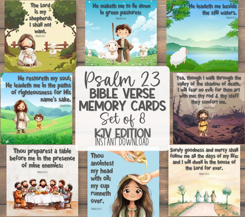 Psalm 23 Activity Memory Verse Cards for Kids | Sunday School Lesson ...