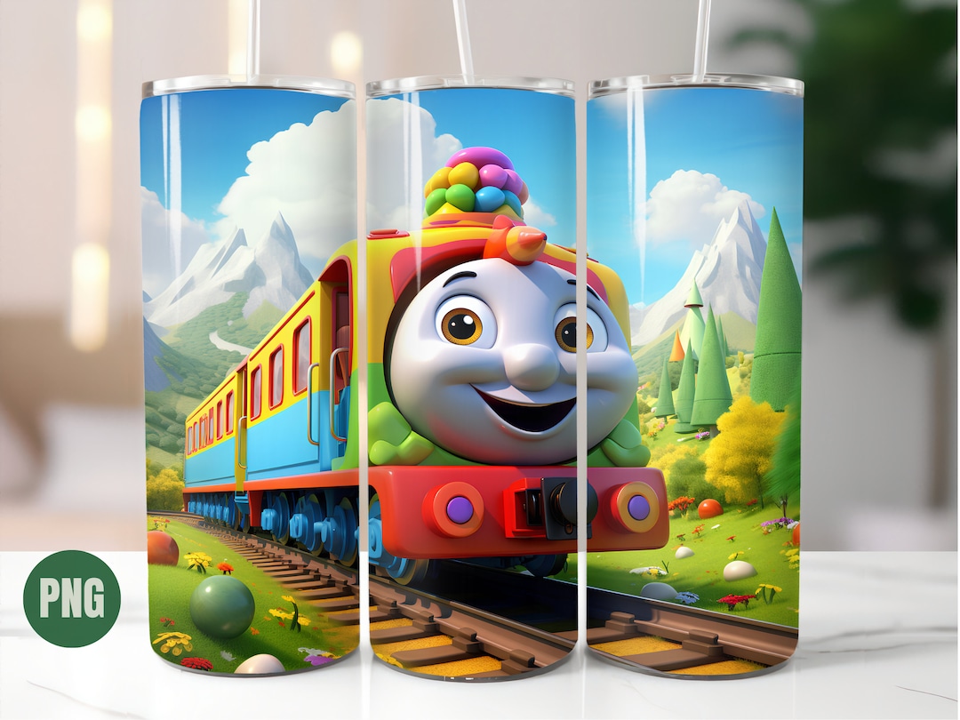 3D Cartoon Train Tumbler Wrap Floral Quilled Paper Sublimation Design ...
