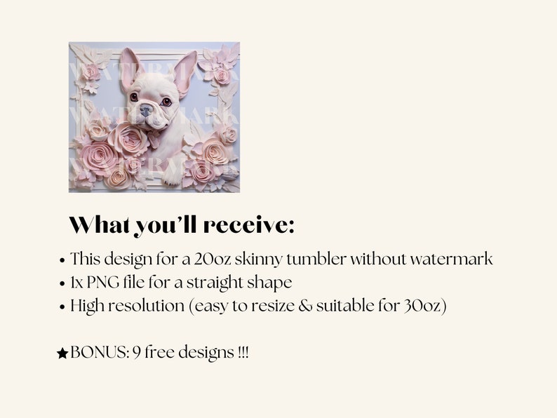 3D Frenchie Tumbler Wrap Quilled Paper Digital Download 20oz - Etsy