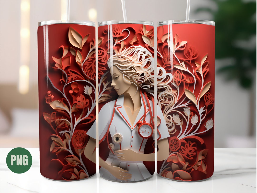 Quilled 3D Nurse Tumbler Wrap Digital Download 20oz Skinny Tumbler Wrap ...