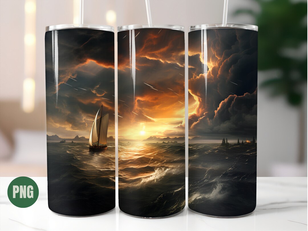 3D Storm Tumbler Wrap 20oz Skinny Tumbler Sublimation Ocean With ...