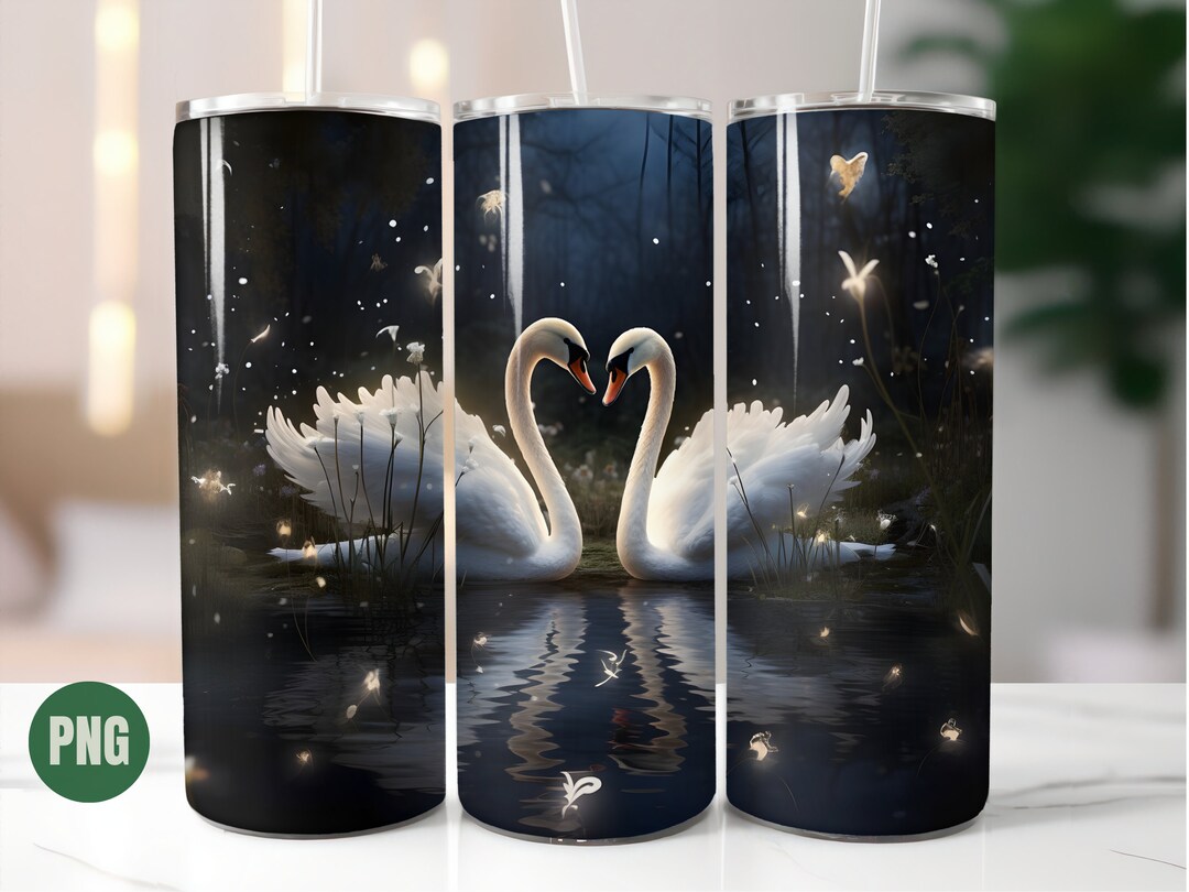3D Magical Swans Love Tumbler Wrap 20oz Straight Skinny Tumbler ...