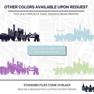 Boston Skyline Svg Boston Clip Art Landmarks Silhouette Vector Graphics ...