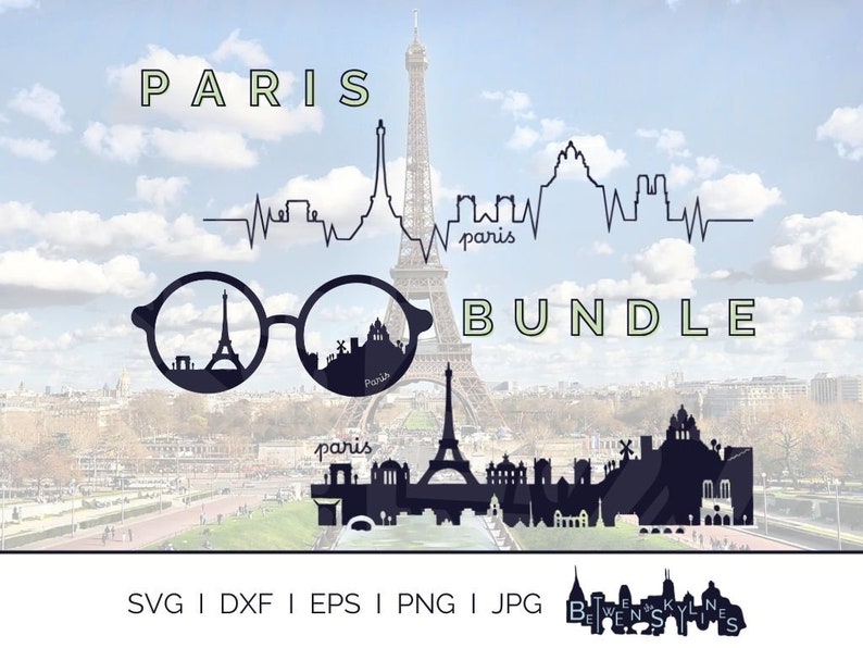 Paris Skyline Svg Bundle Paris Clip Art Landmarks Silhouette Vector ...