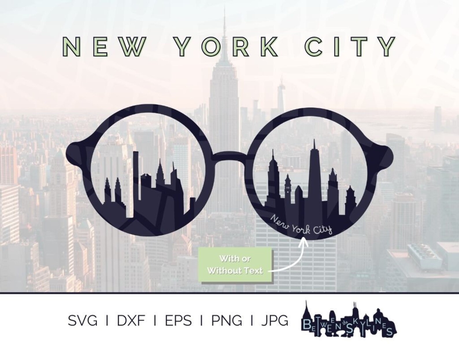 New York City Skyline Corb Glasses Svg NYC Clip Art Landmarks ...