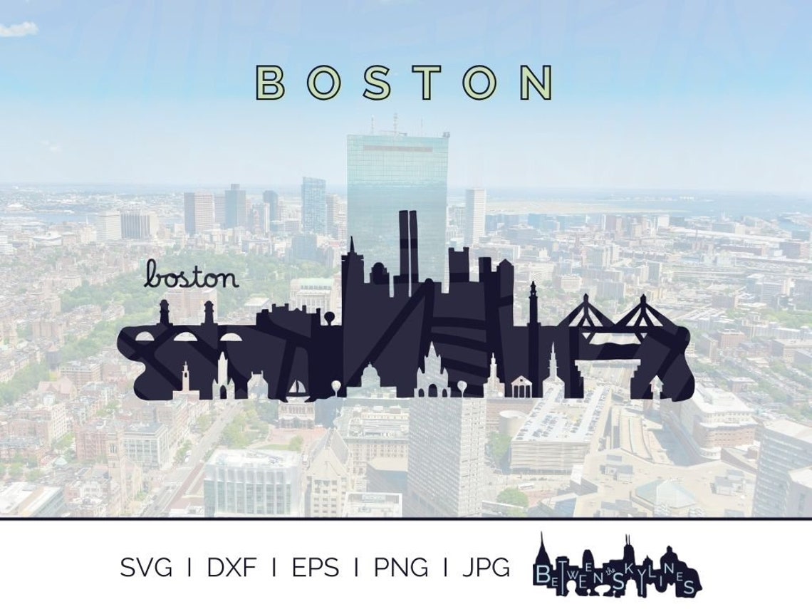 Boston Skyline Svg Boston Clip Art Landmarks Silhouette Vector Graphics ...