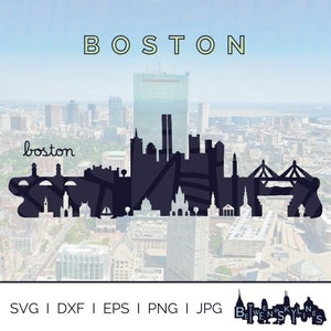 Boston Skyline Svg Boston Clip Art Landmarks Silhouette Vector Graphics ...