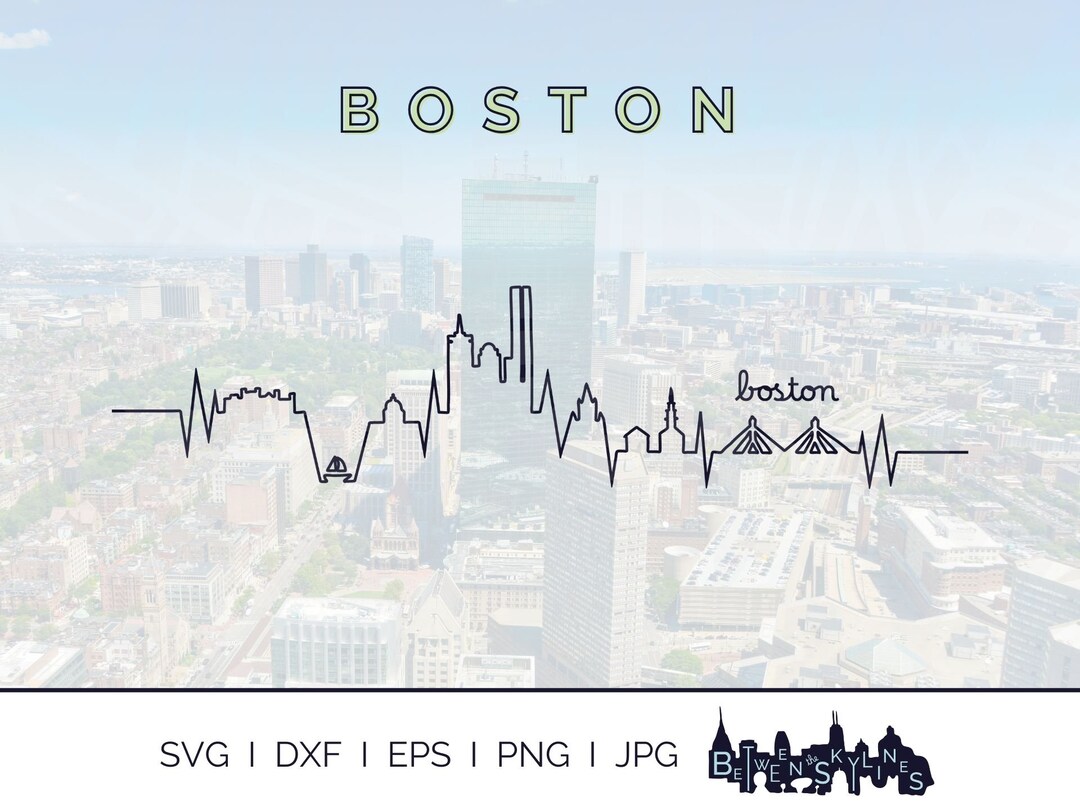 Boston Skyline Heartbeat Svg Boston Clip Art Landmarks Silhouette ...