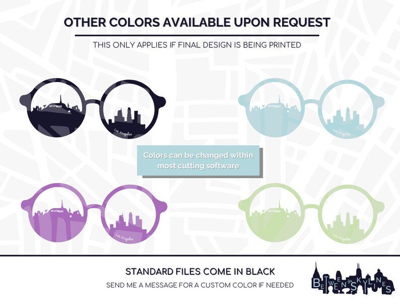 Los Angeles Skyline Corb Glasses Svg LA Landmarks Silhouette Vector ...