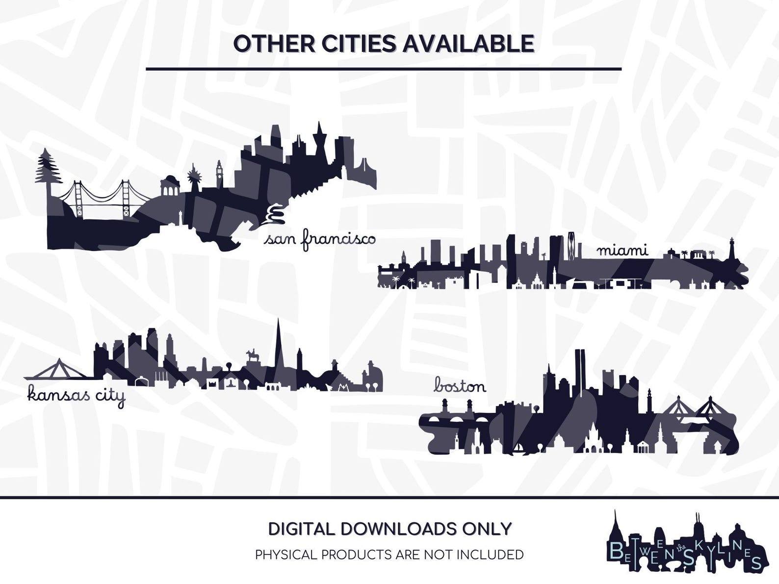 U.S. Cities Skyline SVG Bundle: Landmarks Silhouette Vector (digital ...