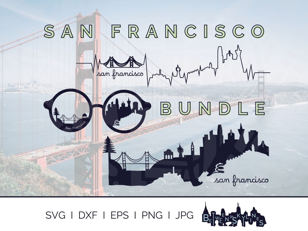 San Francisco Skyline Svg Bundle San Fran Clip Art Landmarks Silhouette ...