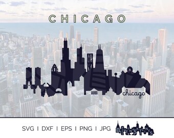 Chicago Skyline Silhouette Vector File - Etsy