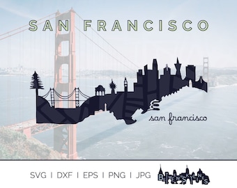 San Francisco Skyline Svg Bundle San Fran Clip Art Landmarks Silhouette ...