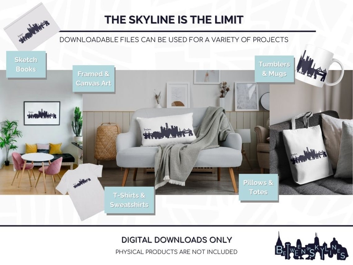 Boston Skyline Svg Boston Clip Art Landmarks Silhouette Vector Graphics ...