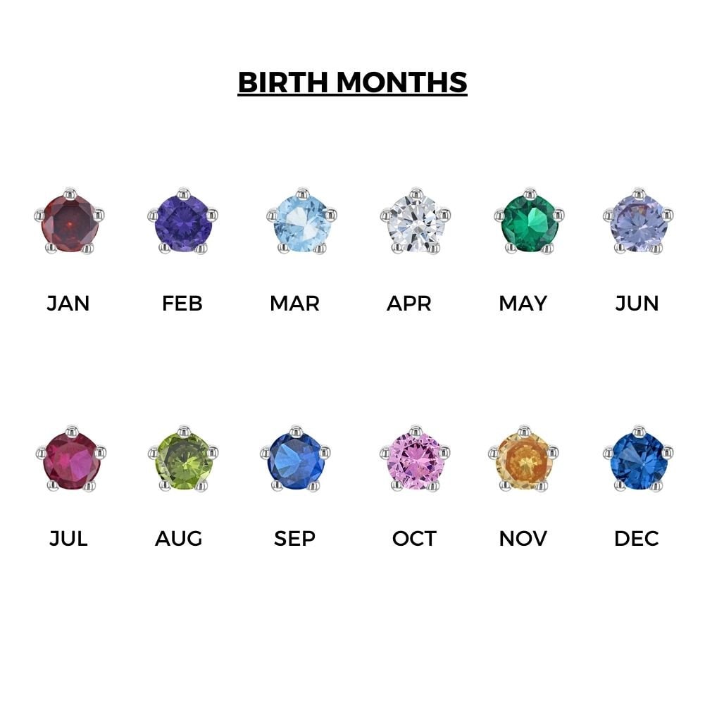 925 Sterling Silver Children's Prong Set Simulated Birthstone Screw ...