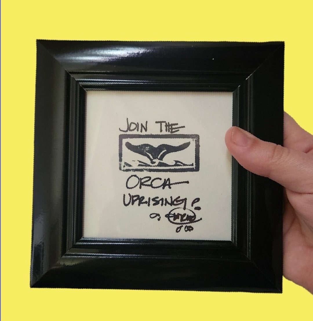 Join the Orca Uprising 4x4 Inch Linocut Print, Framed - Etsy