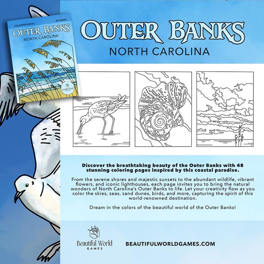 Outer Banks Nature Coloring Book – OBX Souvenir Gift | Coastal Art ...