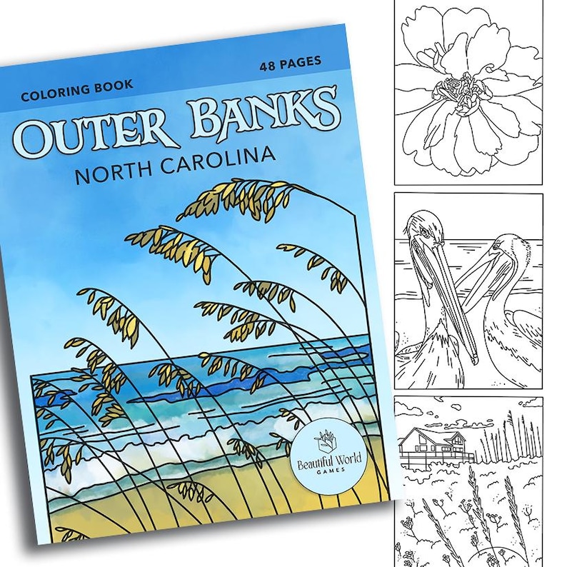 Outer Banks Nature Coloring Book – OBX Souvenir Gift | Coastal Art ...