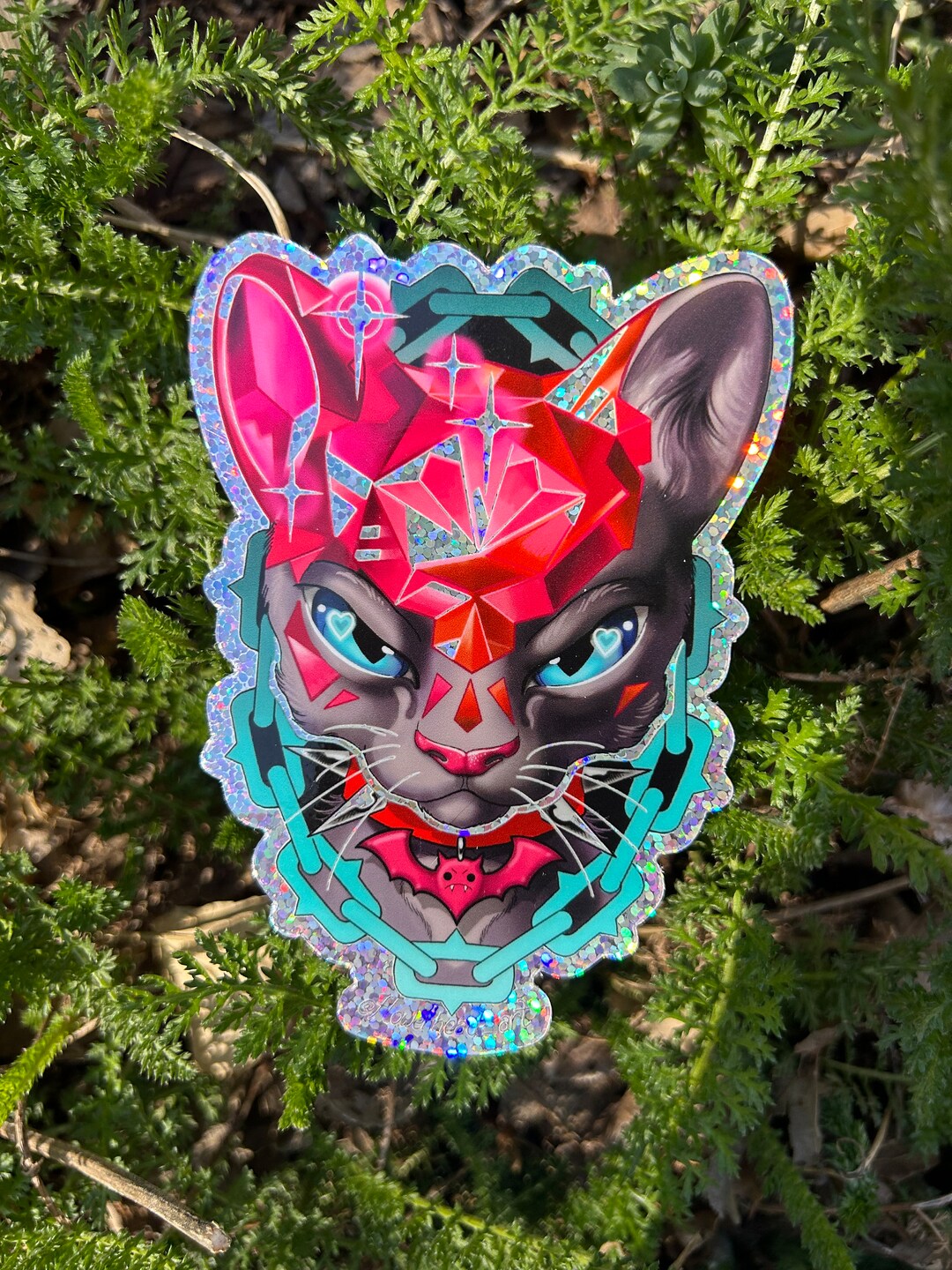 Tough Gem Cat Glitter Sticker - Etsy
