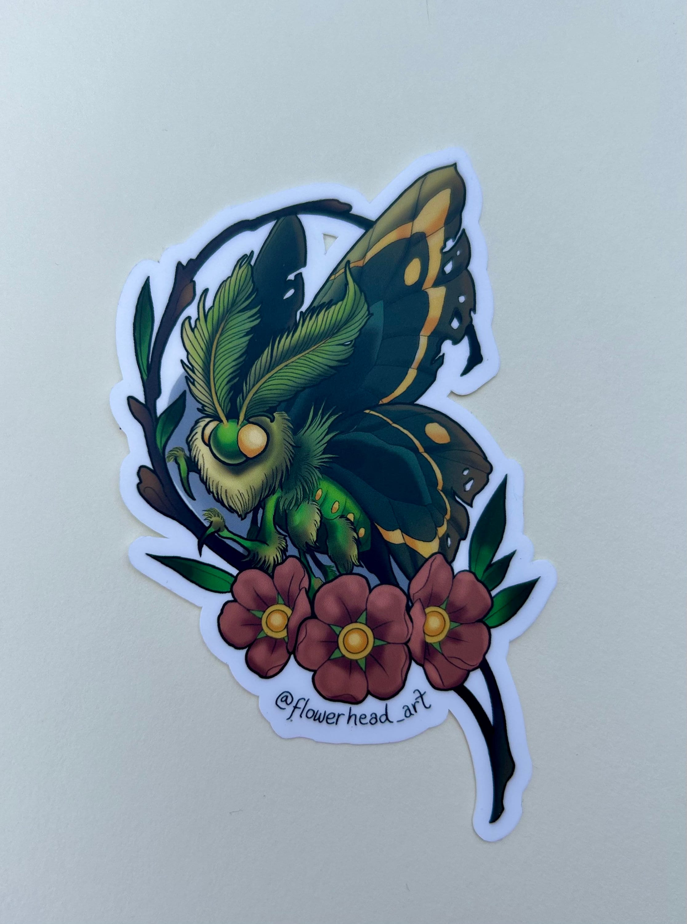 Fluffy Moth Neo Traditional Tattoo Art Vinyl Sticker - Etsy