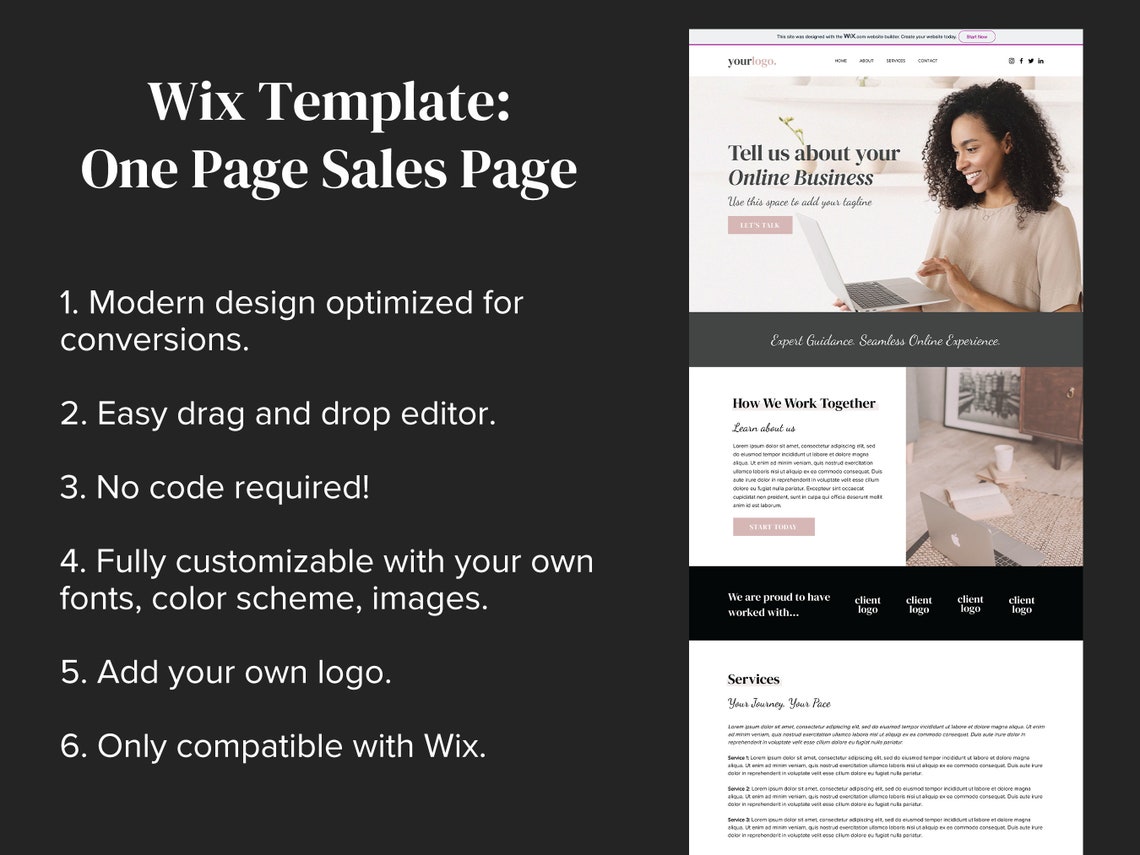 Wix Sales Page Template, Modern Minimalist Website Design - Etsy