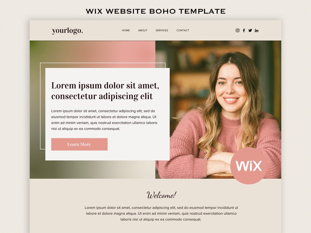 Modern Wix Website Template Customizable Boho Template Service-based ...
