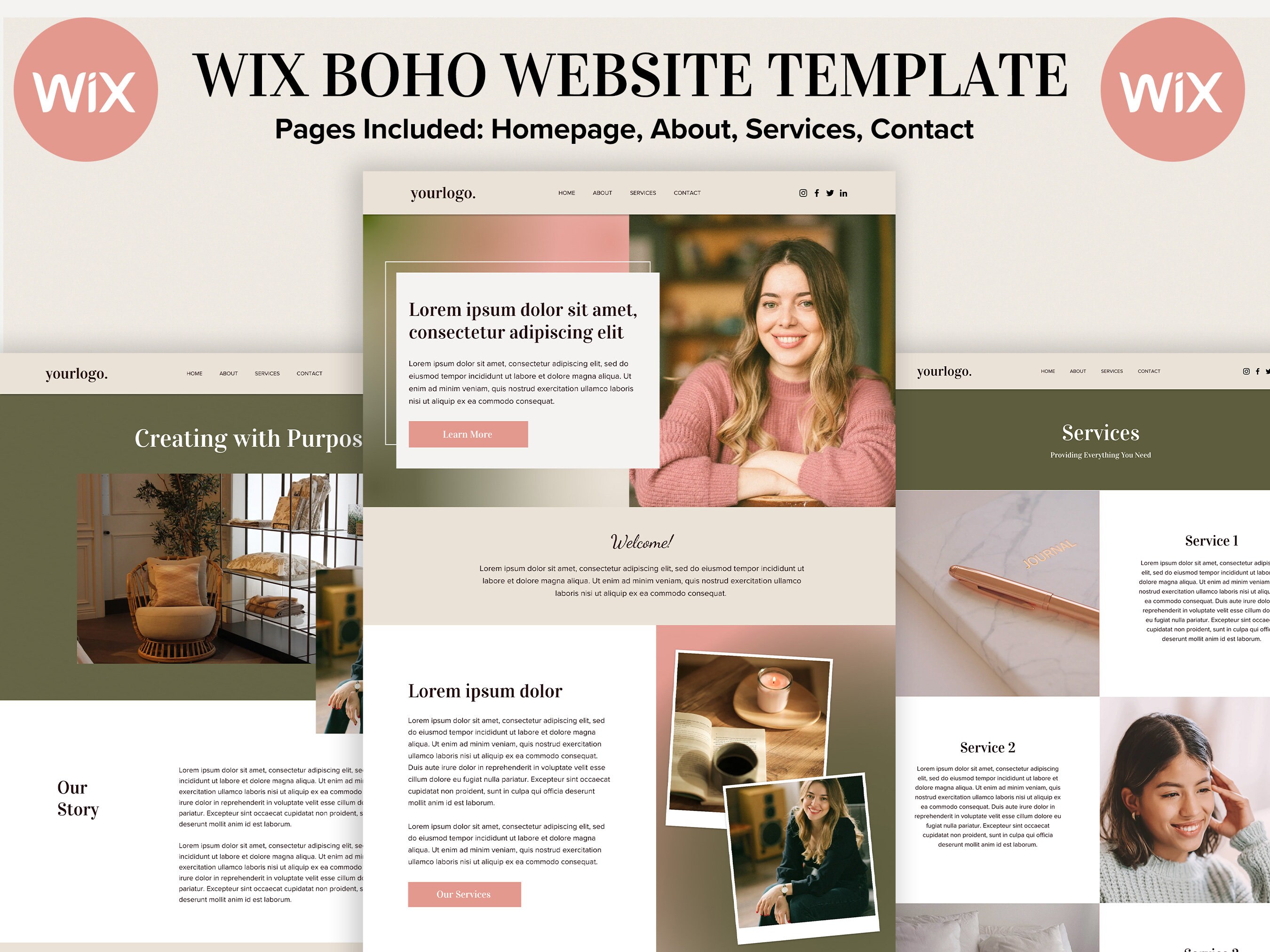 Modern Wix Website Template | Customizable Boho Template | Service ...