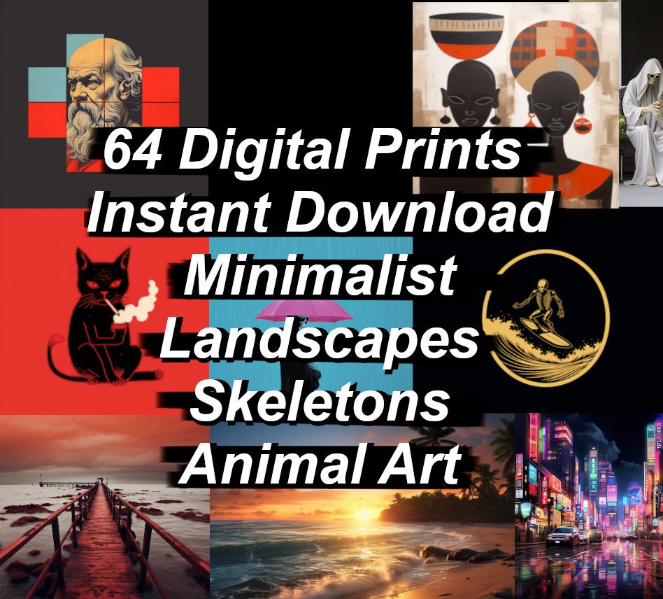 64 Pack Digital Art Download HQ HD Skeleton Socrates Print Animals Cat ...