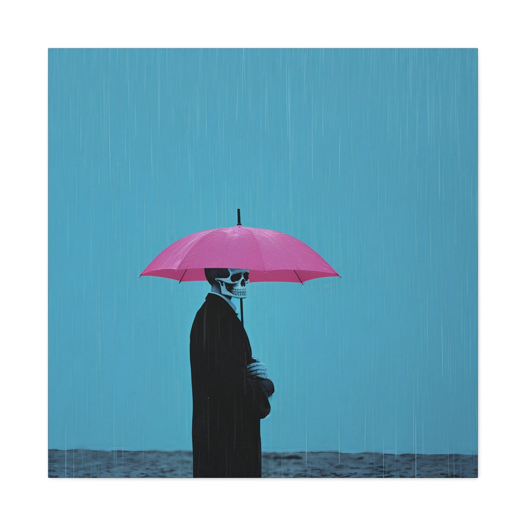Rain Skeleton Canvas Gallery Wrap Black Blue READY to Hang - Etsy