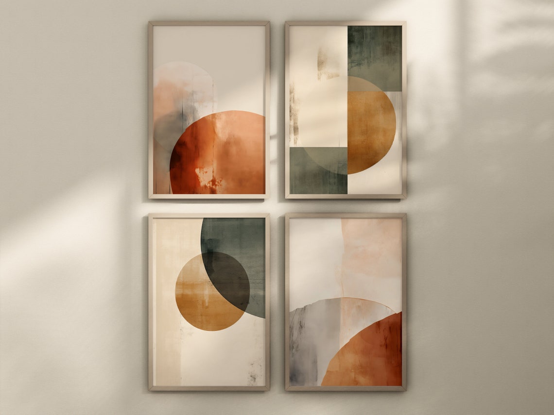 SET of 8 Wabi Sabi Wall Art Abstract Paint,scandinavian Decor,japanese Art Canvas,neutral Modern ...