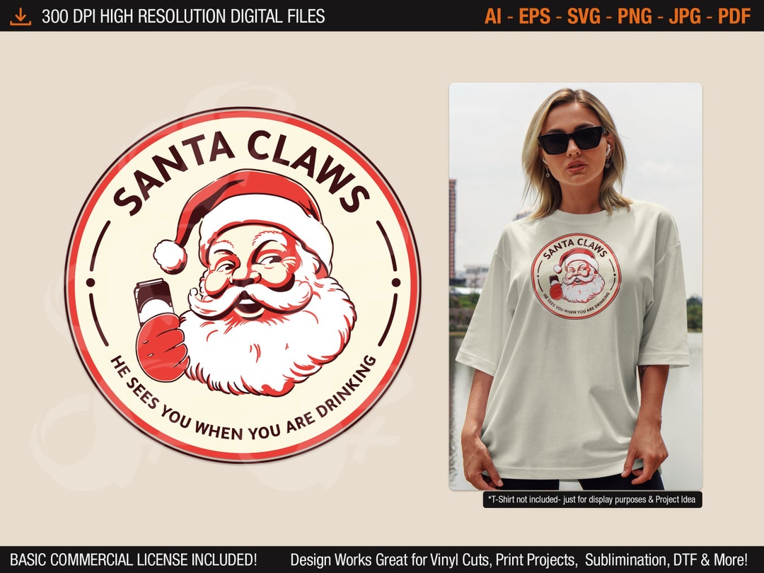 Santa Claws Svg Files for Cricut, Christmas Png Files for Shirt, Xmas ...