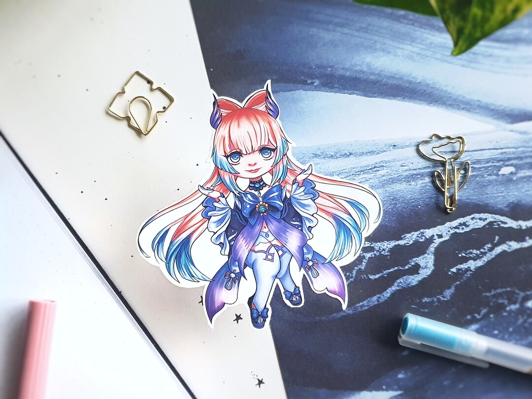 Genshin Impact Kokomi Chibi | Vinyl Die Cut Art Sticker, Laptop Decal ...