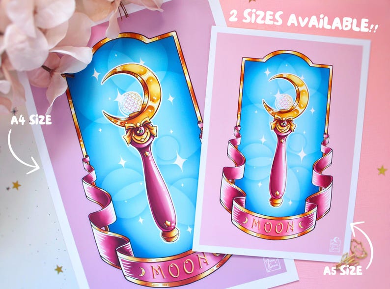 Sailor Moon Magic Wand Stick Art Print | Digital Illustration - Etsy