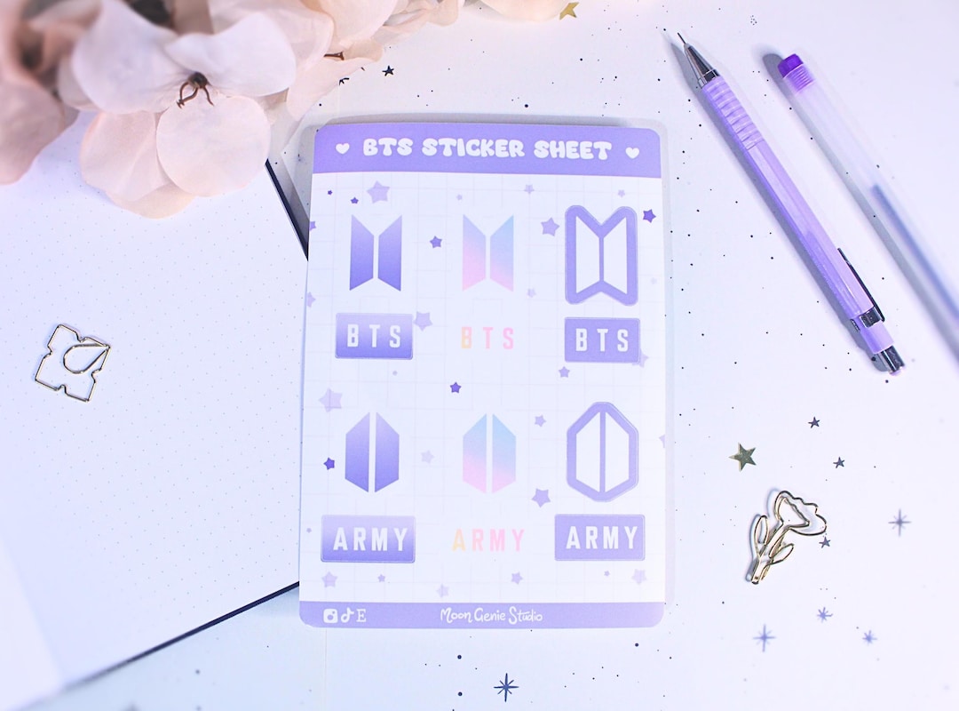 BTS ARMY Vinyl Sticker Sheet | K-pop Stationery & Journal Gifts - Etsy