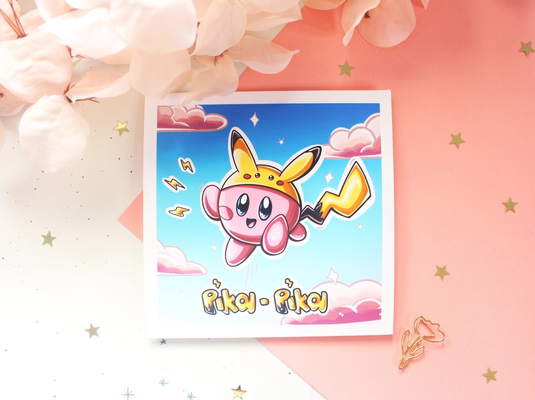 Kirby X Pikachu Square Art Print | Pokemon | Gifts for Gamers - Etsy