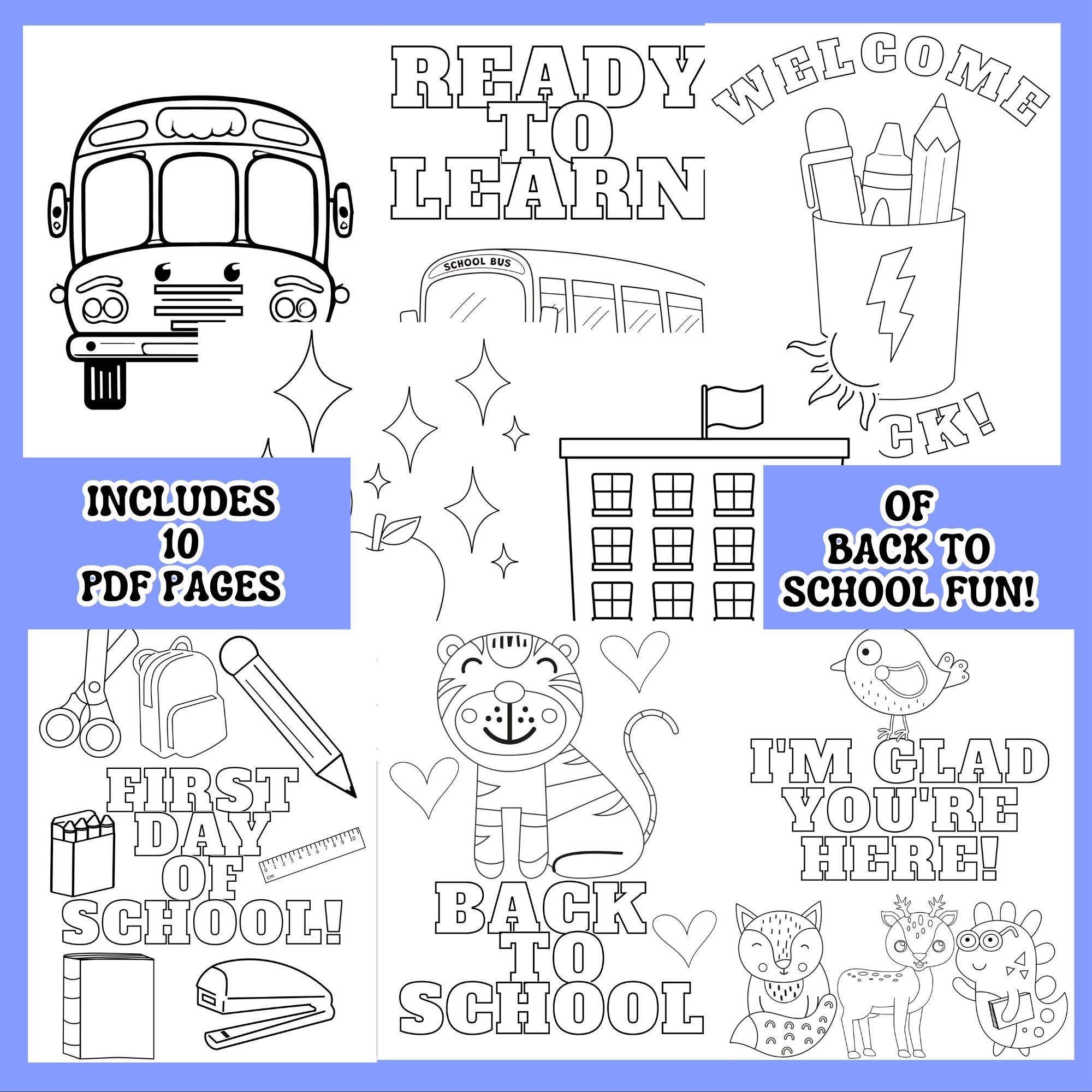 FIRST DAY of SCHOOL Coloring Pages - 1st Day Back to School Coloring ...