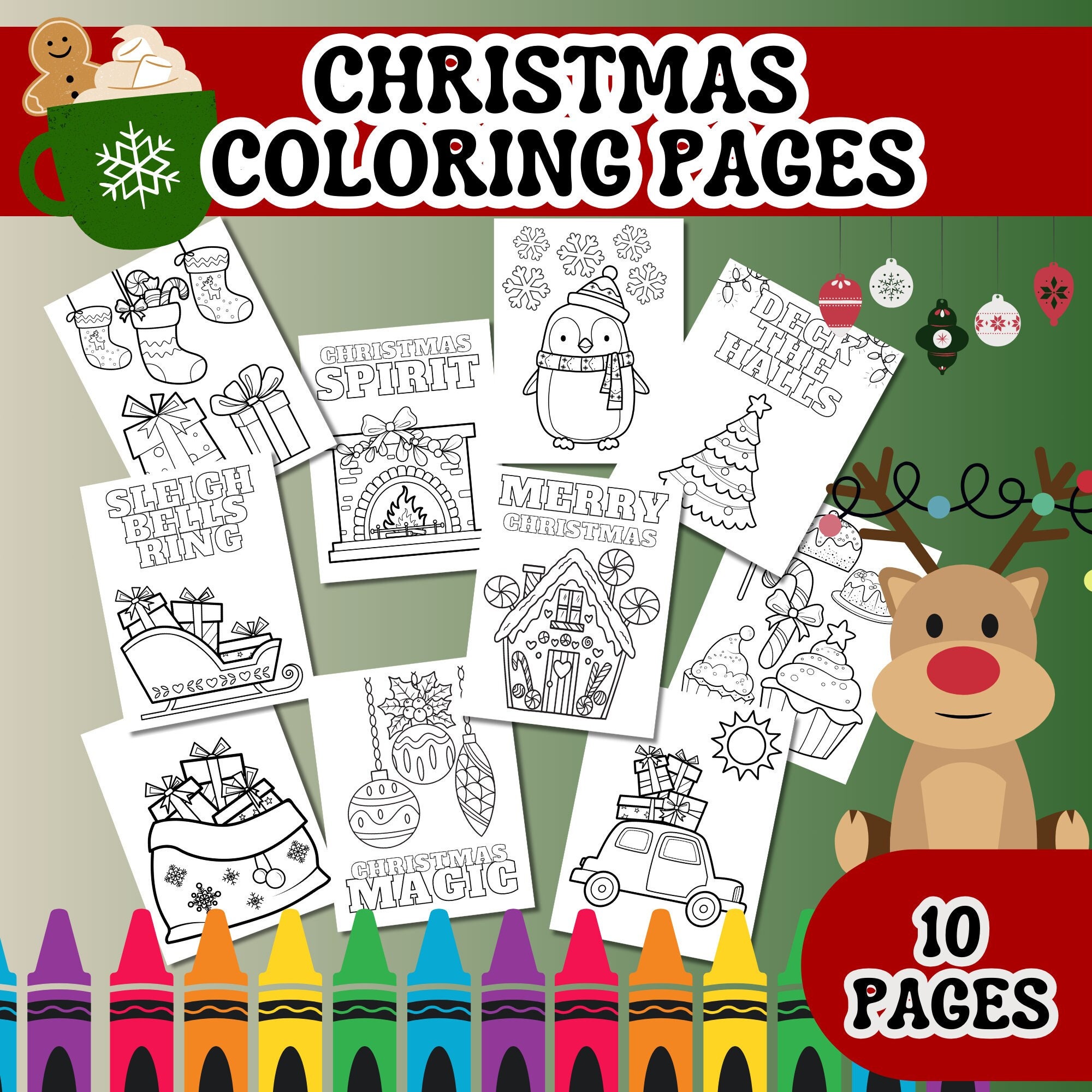 CHRISTMAS COLORING PAGES Coloring Sheets Christmas - Etsy
