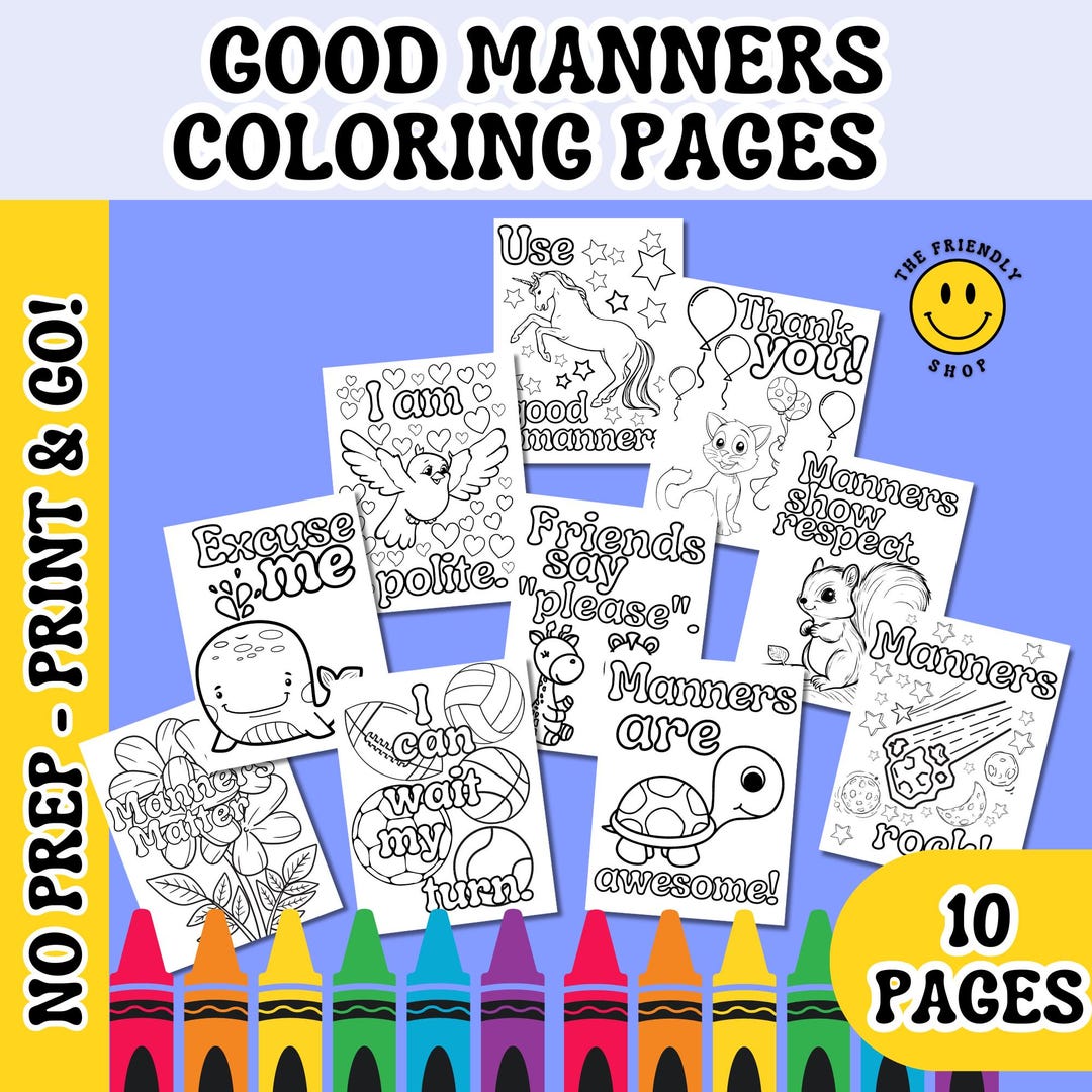 GOOD MANNERS COLORING Pages - Classroom Rules; Being Polite, Saying ...