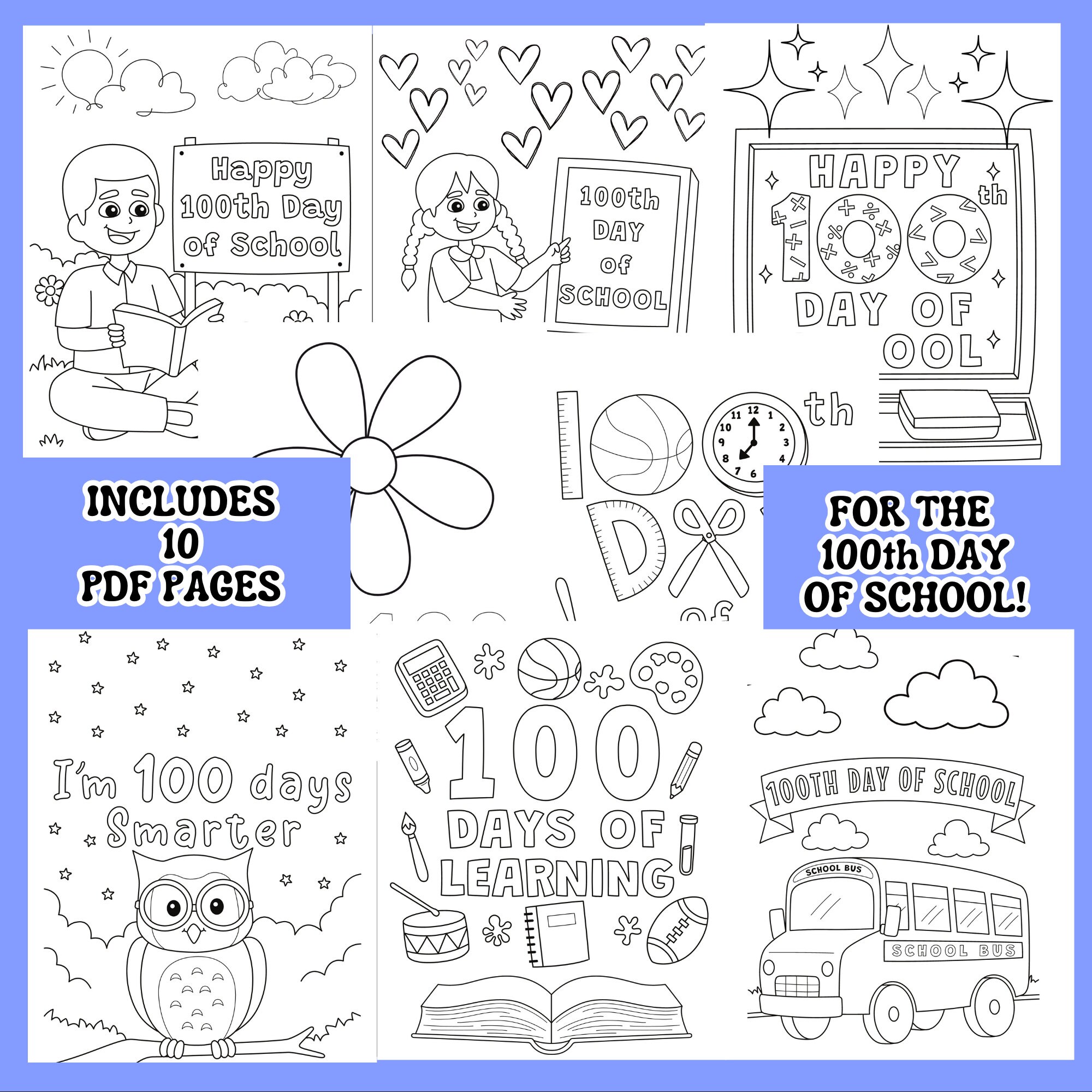 100th DAY OF SCHOOL Coloring Pages - Classroom Activity to Celebrate ...