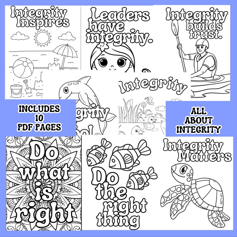 INTEGRITY COLORING Pages - About Doing the Right Thing & Honesty ...