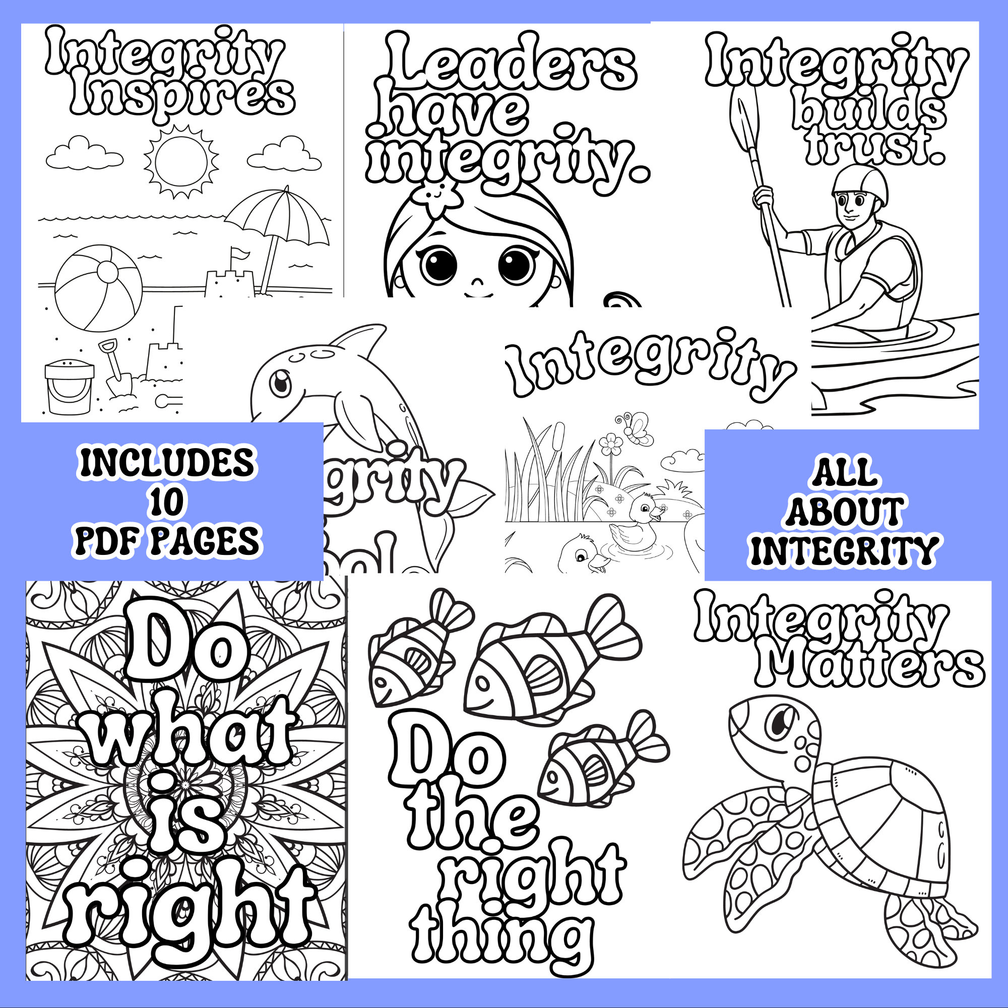 INTEGRITY COLORING Pages - About Doing the Right Thing & Honesty ...