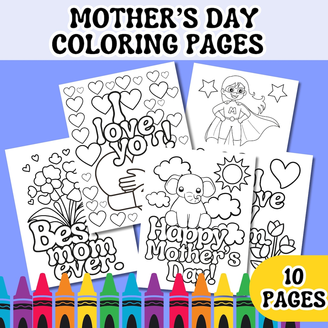 Mother's Day Coloring Pages, Classroom Activity (PDF) - Etsy