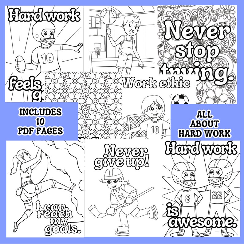 Hard Work Printable Coloring Pages - Teaching Work Ethic; Social ...