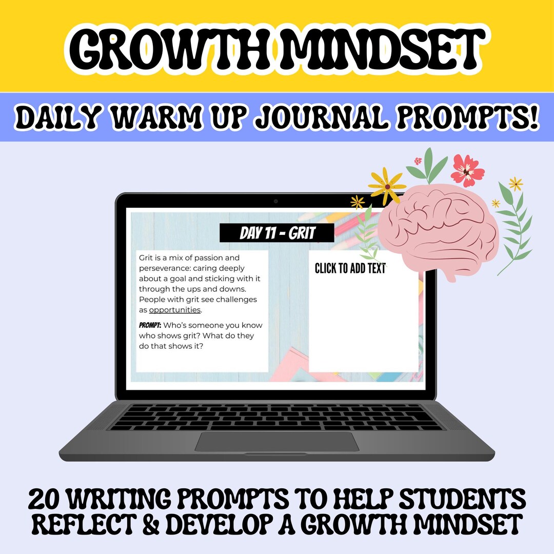 Growth Mindset Journal Prompts, SEL Morning Meeting Slides (google ...