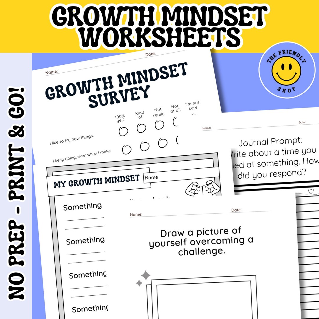 GROWTH MINDSET WORKSHEETS - Teaching Resilience, Confidence, Positivity ...