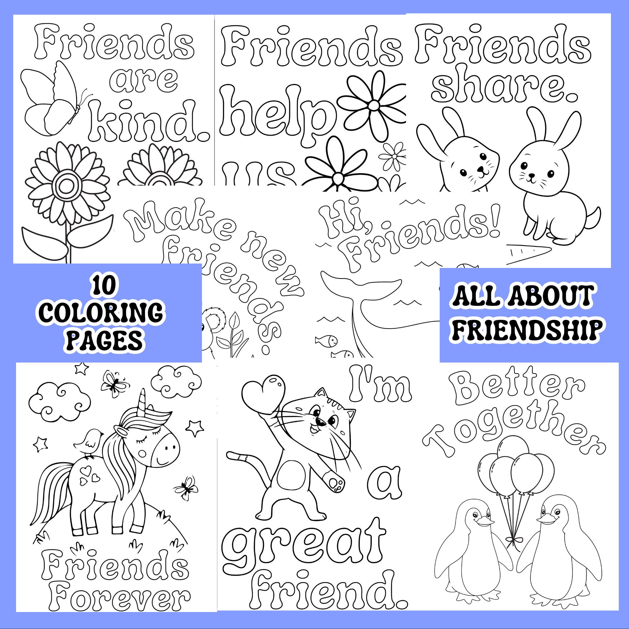 Friendship Coloring Pages – Social Emotional Learning (PDF) - Etsy