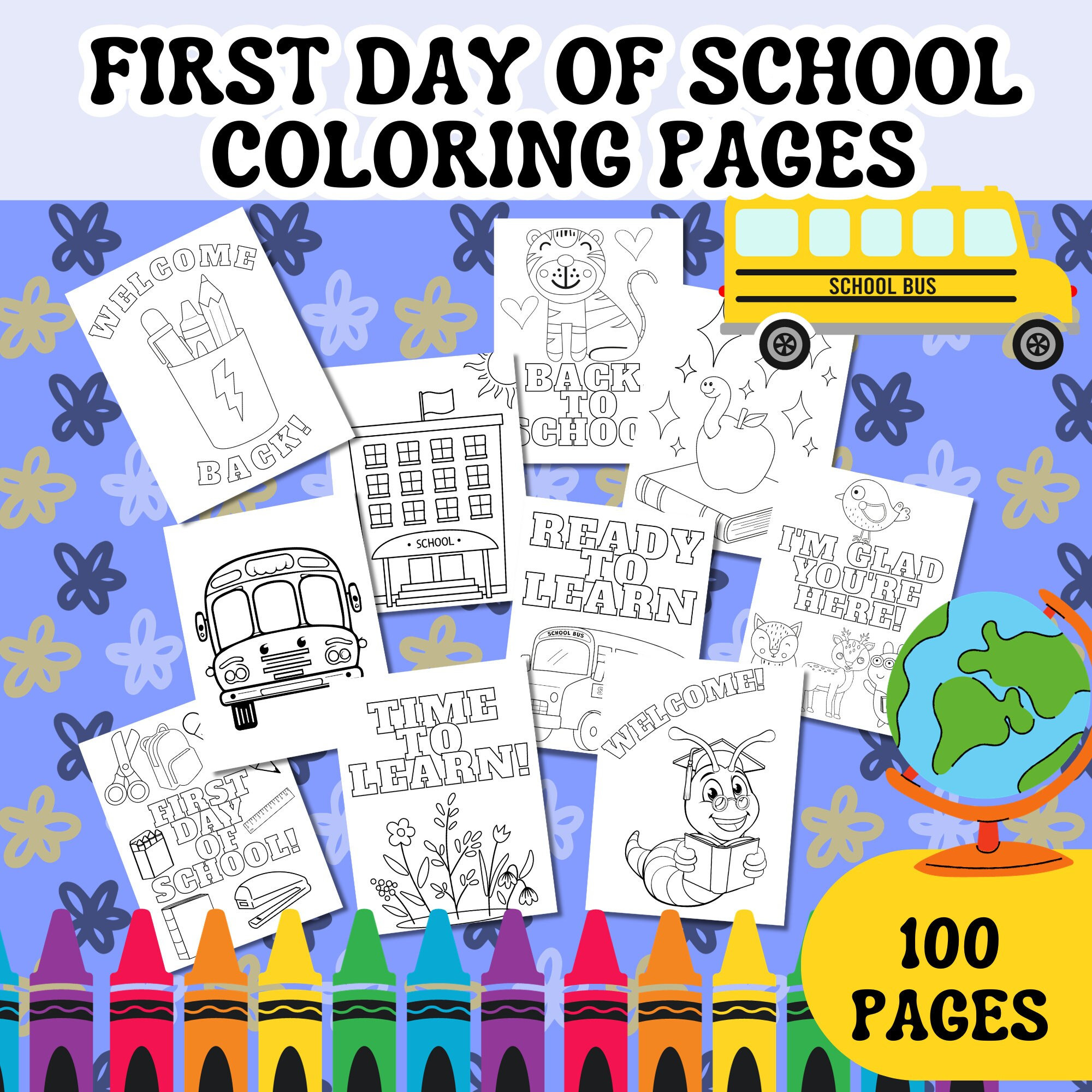 First Day of School Coloring Pages – Back to School Activity (PDF) - Etsy