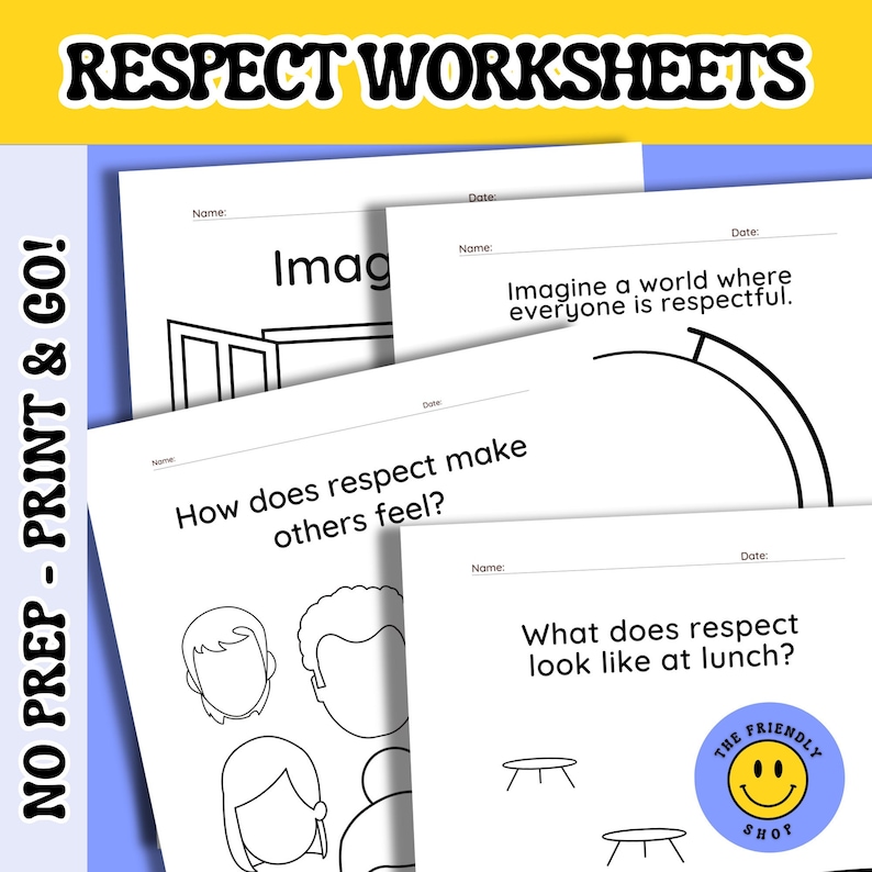 Respect Worksheets – Social Emotional Learning, Classroom Activity (PDF ...