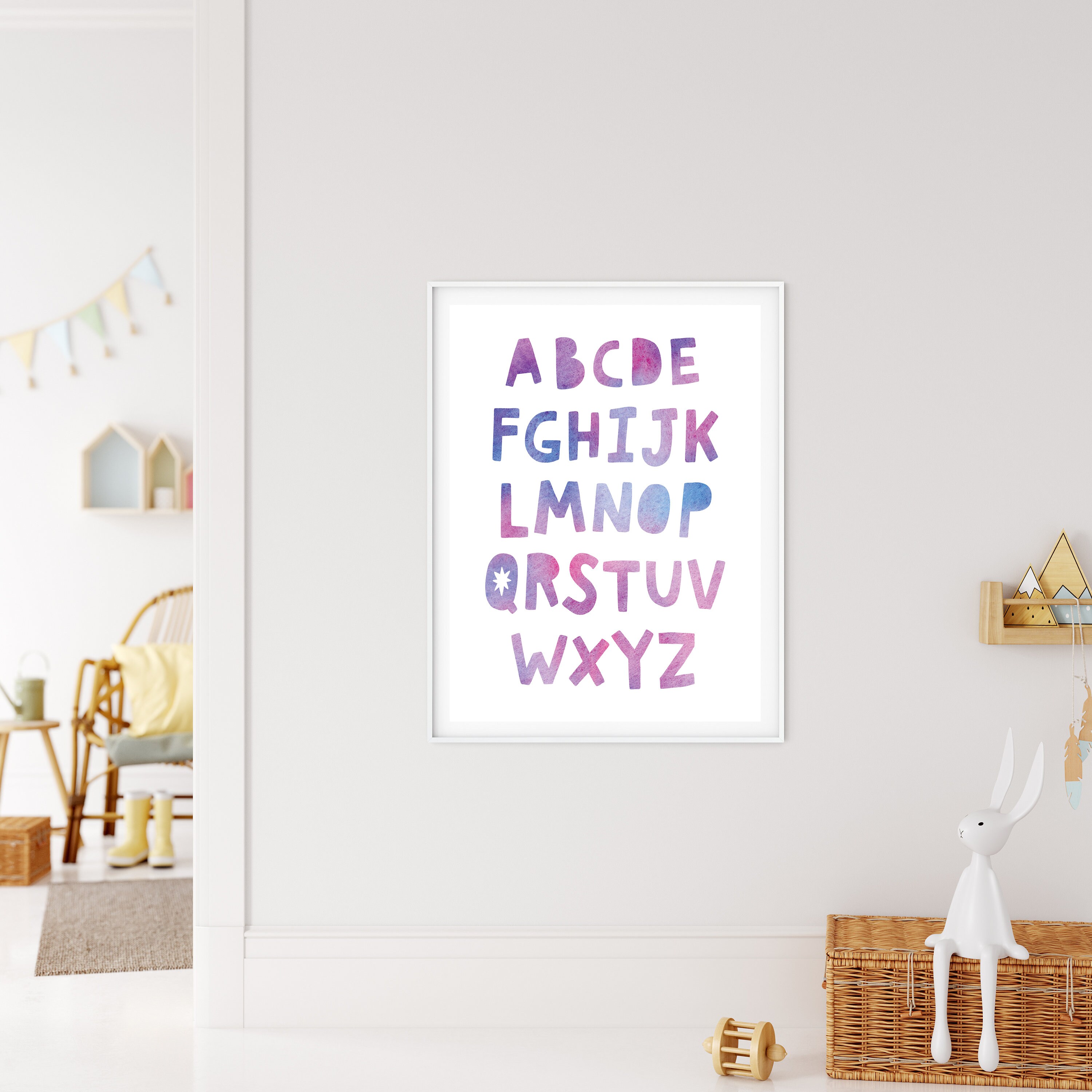 Watercolor Alphabet Poster for Kids Room - Etsy